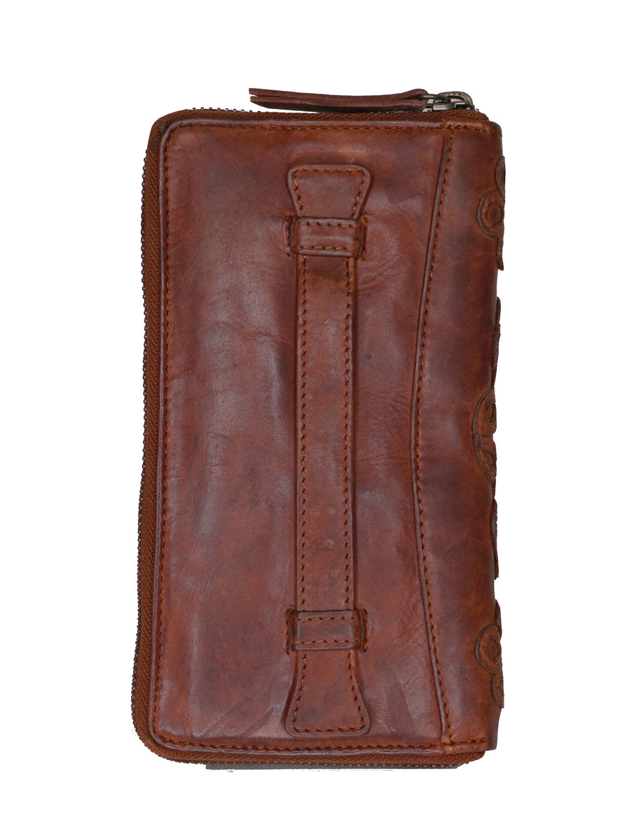 Zip Around Purse with Applique Design Royale Leather – Bolla Bags