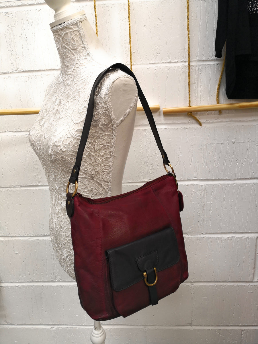 Shoulder Bag with Front Flap Pocket - 'Tupelo' Washed Leather – Bolla Bags